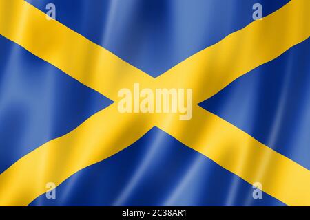 Mercia Region flag, United Kingdom waving banner collection. 3D ...