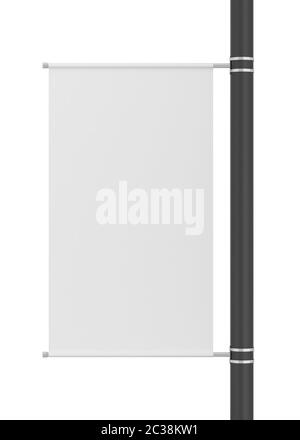 Blank pole banner mockup. 3d illustration isolated on white background ...