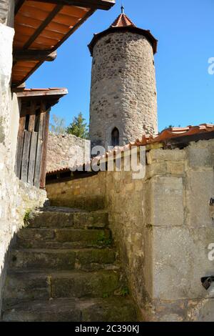 Round Stone Stairs at Building Exterior Stock Photo - Alamy