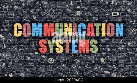 Communication Systems on Dark Brick Wall Stock Photo - Alamy