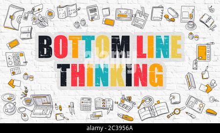 Bottom Line Thinking - Sketch Business Illustration. Yellow Hand Drawn ...