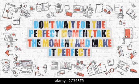 Make it Happen - Multicolor Concept with Doodle Icons Around on White ...