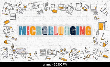 Microblogging Concept. Multicolor on White Brickwall Stock Photo - Alamy