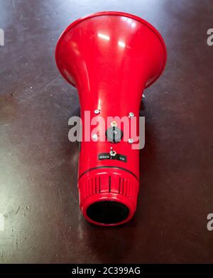 megaphone on the white table Stock Photo - Alamy