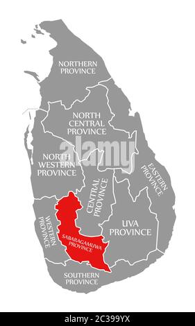 Sabaragamuwa Province red highlighted in map of Sri Lanka Stock Photo ...