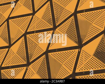 Modern steel cladding with angular geometric patterns and square holes ...