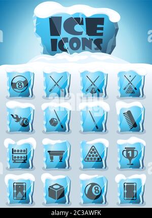 Billiard table frozen in ice cube, 3D rendering isolated on white ...