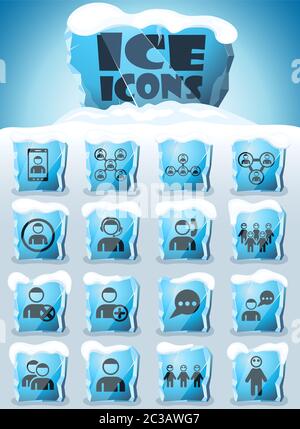 communication vector icons frozen in transparent blocks of ice Stock ...