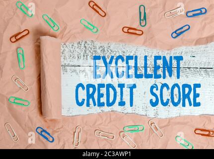 Text sign showing Excellent Credit Score. Business idea person's report ...