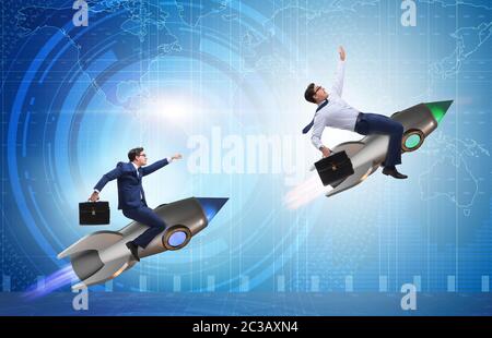 The global competition concept with chasing businessmen Stock Photo - Alamy