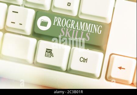 Handwriting text Programming Skills. Conceptual photo expertise required to program according to ...