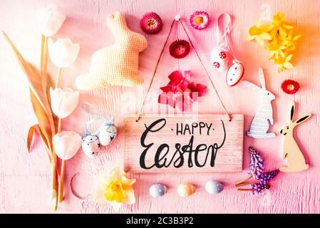 Sunny Nostalgic Easter Flat Lay, Sign, Calligraphy Thank You Stock ...