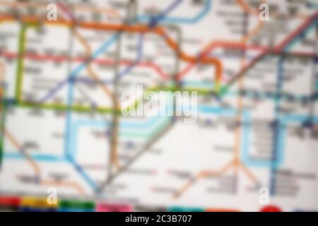 Blurred London Underground tube map background Stock Photo - Alamy