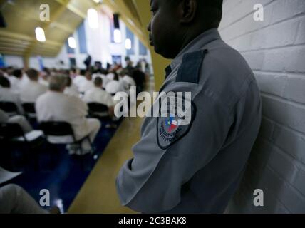 Male inmates at the Darrington Unit near Houston, Texas line up Stock ...