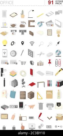 office supplies set icons Stock Vector Image & Art - Alamy