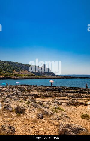 The wonderful bay of Porto Selvaggio, with pebbly and rocky beach. In ...