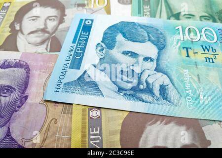 Serbian money - Dinar a business background Stock Photo - Alamy