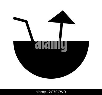 Coconut Juice with Straw Isolated on Blue Background. Seamless Pattern ...