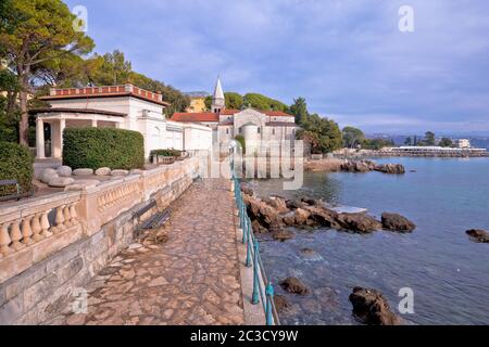landscape of opatija city at adriatic sea beach copy space travel ...