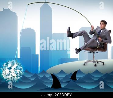 Businessman fishing out dollars from water Stock Photo - Alamy