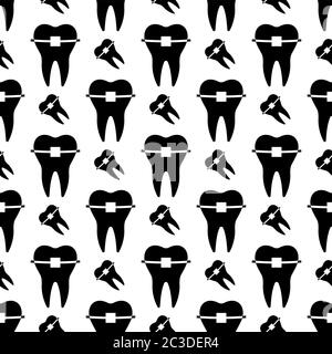 Tooth Braces Icon Seamless Pattern, Braces Vector Art Illustration ...