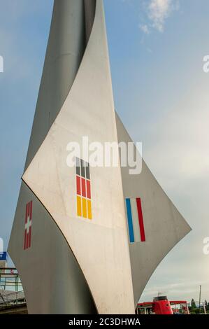 The monument at the Three Countries Corner of France, Germany and ...