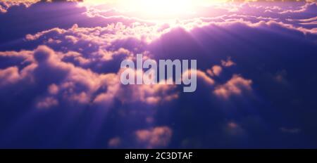 above clouds sunset god ray light sun Stock Photo - Alamy