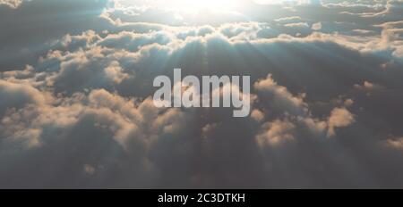 above clouds sunset god ray light sun Stock Photo - Alamy