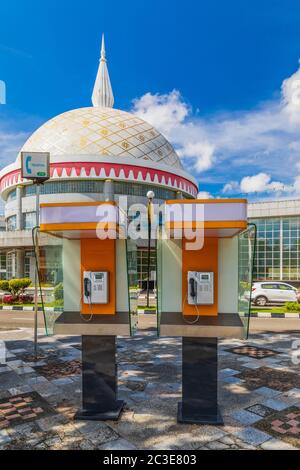 Phone booths of TELBRU (Telekom Brunei) in front of the Royal Regalia ...