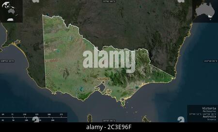 Satellite view of Victoria, Australia (with administrative boundaries ...