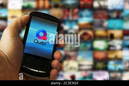 Quibi logo on mobile phone Stock Photo - Alamy
