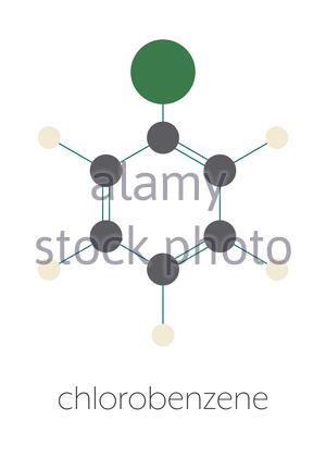 Chlorobenzene industrial solvent molecule. Stylized skeletal formula ...