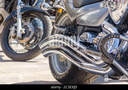 Modern motorcycle chopper closeup Stock Photo - Alamy