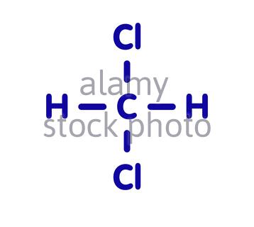 Dichloromethane (CH2Cl2, methylene chloride, DCM) molecule, chemical ...