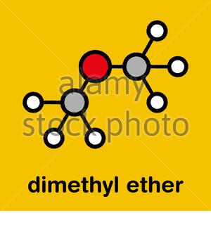 Dimethyl ether (methoxymethane, DME) molecule. Stylized skeletal ...