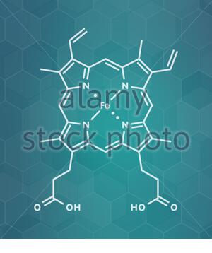 Heme B (haem B) molecule. Heme is an essential component of Stock Photo ...