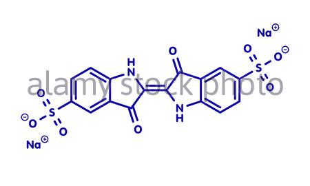 Indigotin indigo dye molecule. Used to colour cotton in the production ...