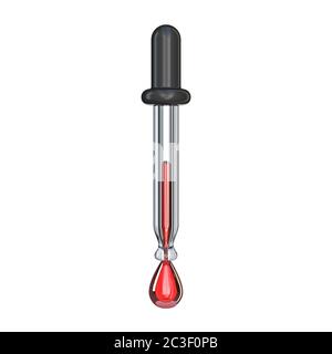 Vertical dropper with red drop 3D rendering illustration isolated on ...