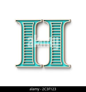 Classic old fashioned font Letter H 3D render illustration isolated on ...