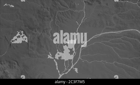 Likouala, region of Republic of Congo. Grayscale elevation map with ...