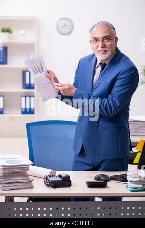 Old sales analyst working in the office Stock Photo - Alamy