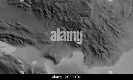 Azua, province of Dominican Republic. Grayscaled map with lakes and ...