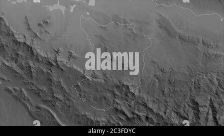 Dajabon, province of Dominican Republic. Grayscale elevation map with ...