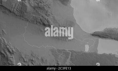 Duarte, province of Dominican Republic. Grayscaled map with lakes and ...