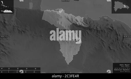 Shape of Hato Mayor, province of Dominican Republic, with its capital ...