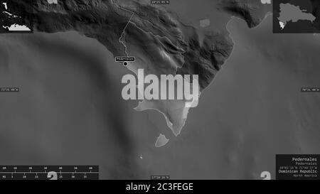 Pedernales, province of Dominican Republic. Grayscale elevation map ...