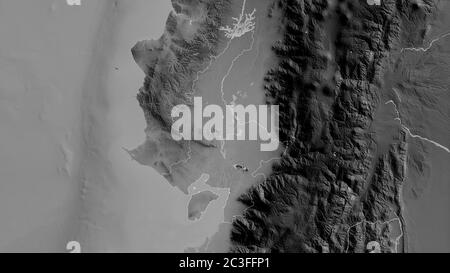 Guayas, province of Ecuador. Grayscaled map with lakes and rivers ...