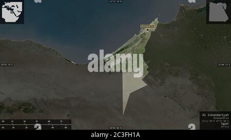 Map of Alexandria, Egypt , satellite view, map in 3d. Black and white ...
