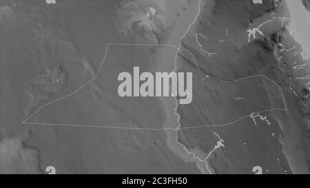 Al Minya, governorate of Egypt. Grayscale elevation map with lakes and ...