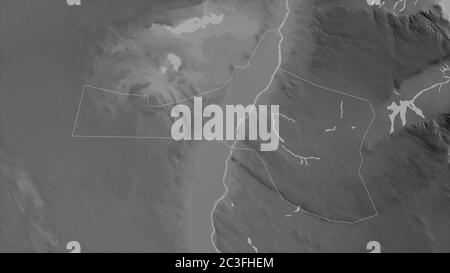 Bani Suwayf, governorate of Egypt. Grayscale elevation map with lakes ...